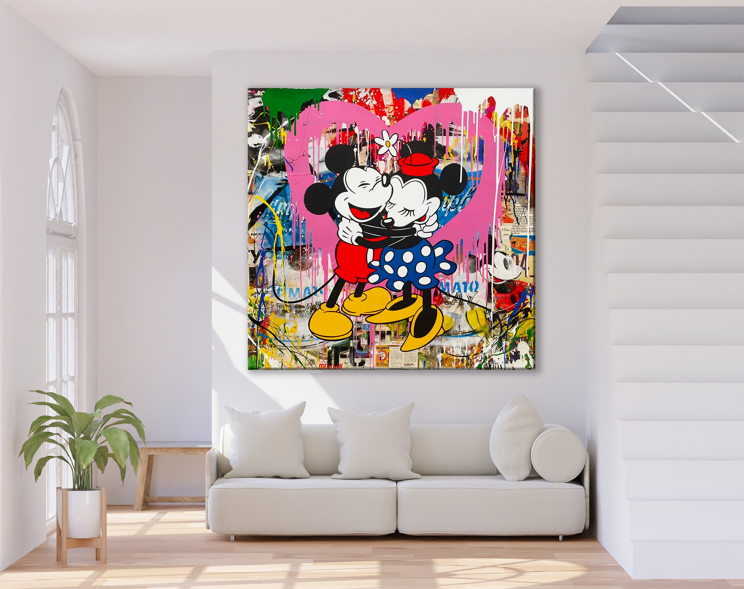 Banksy Mickey and Minnie Mouse Graffiti Pop Art Canvas, Banksy Love ...