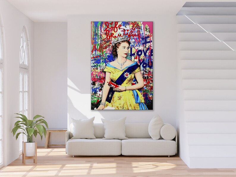 Banksy Queen Elizabeth Wall Art, Banksy Street Art Pop Art Wall Art ...