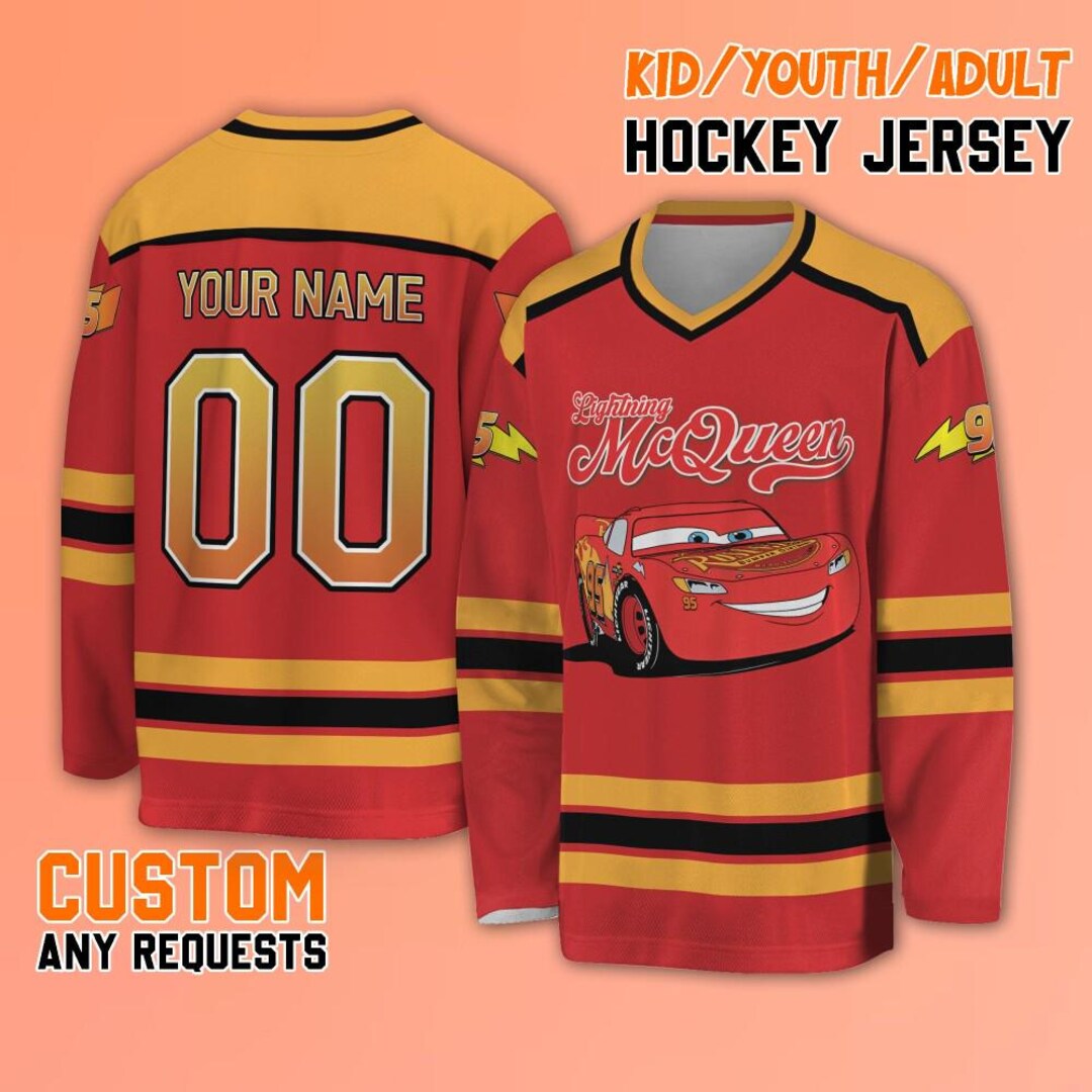 Personalize Cars Mcqueen Hockey Jersey, Custom Disney Cars Mcqueen ...