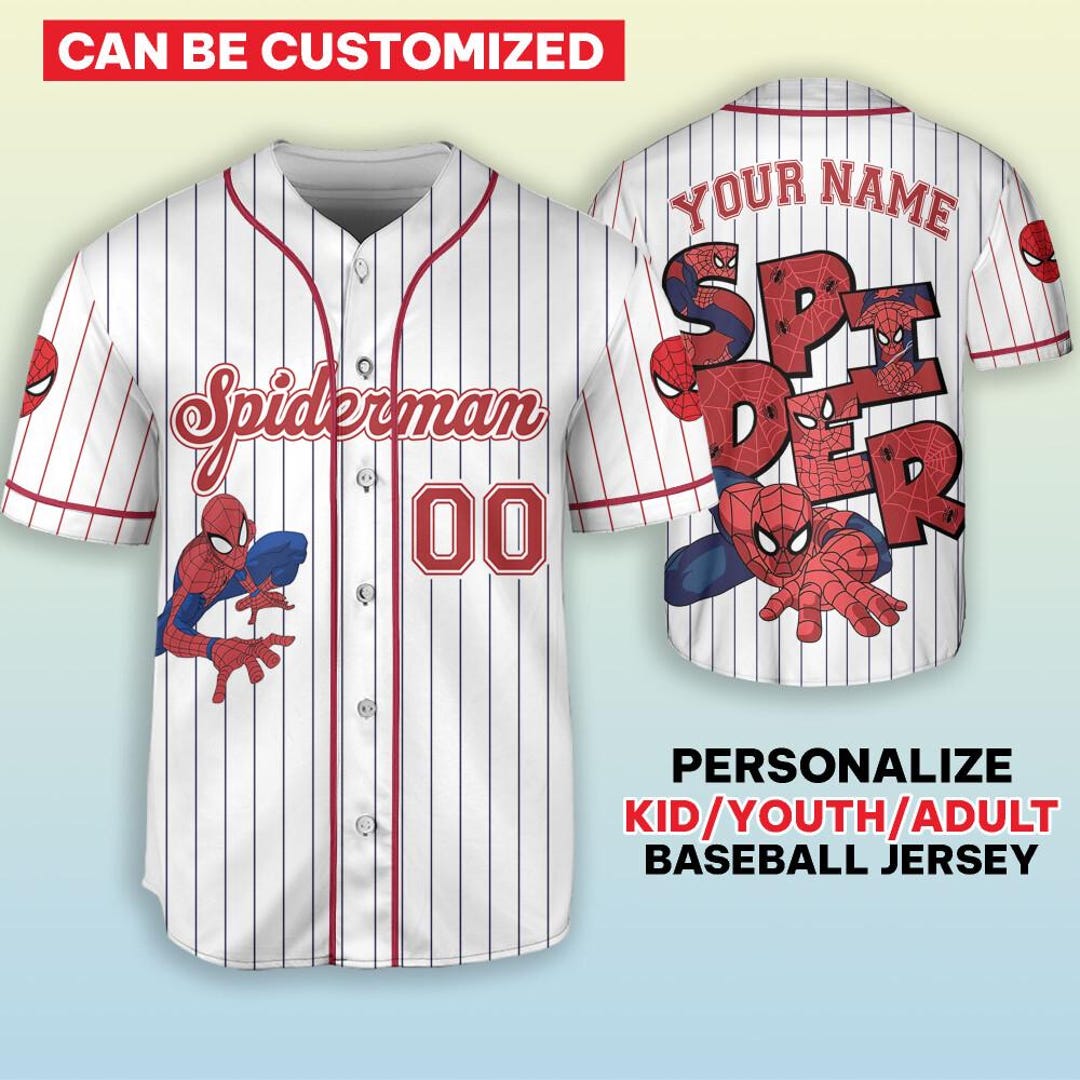 Personalized Amazing Spiderman Baseball Jersey, Custom Disney Spiderman ...