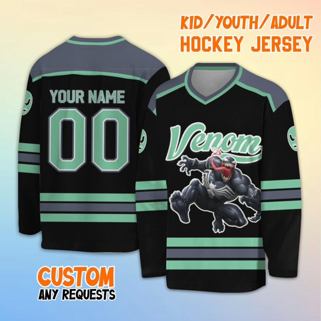 Custom Venom Hockey Jersey, Personalized Venom Hockey Shirt, Marvel ...
