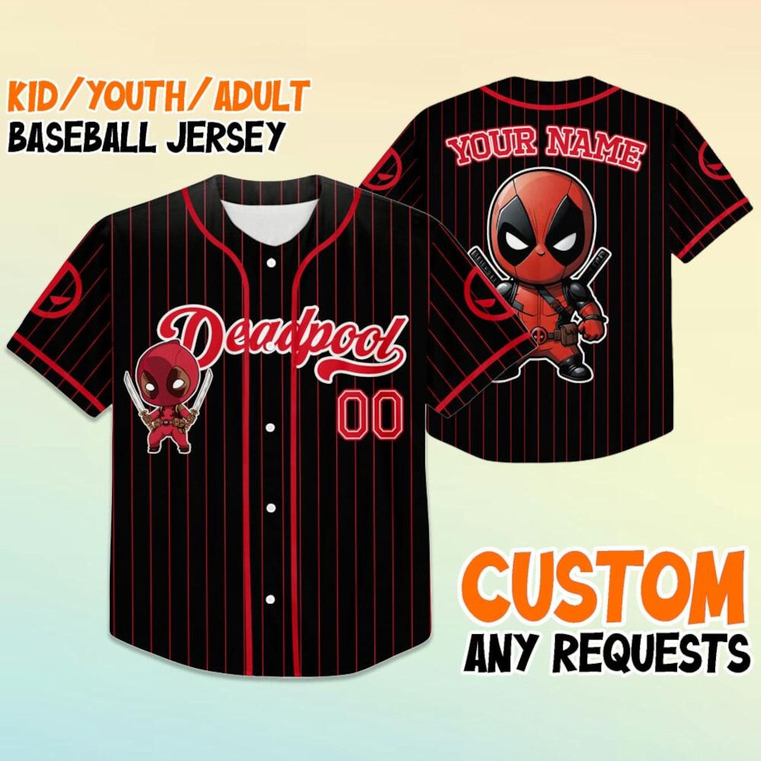 Personalized Deadpool Baseball Jersey, Custom Marvel Deadpool Jersey ...