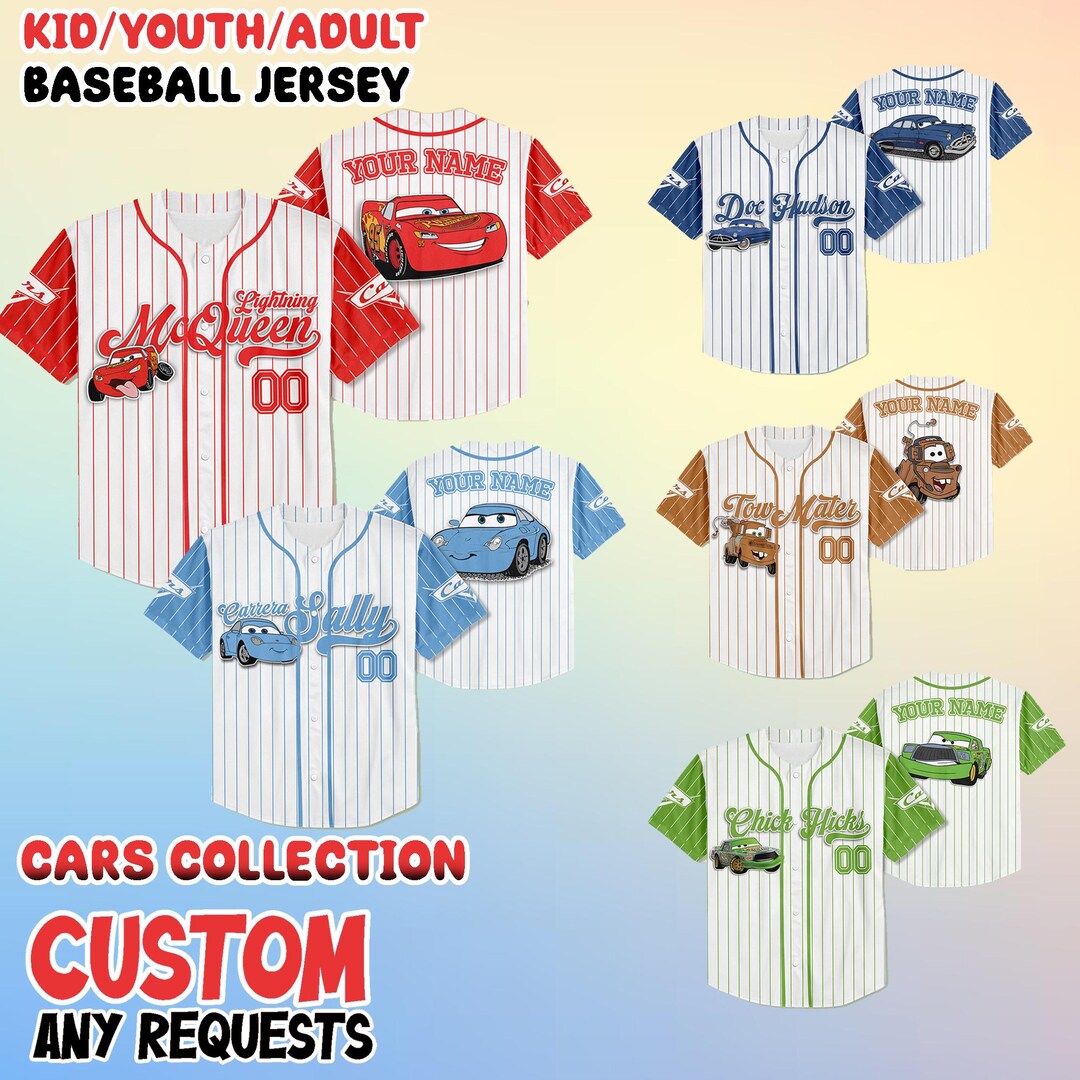 Personalized Disney Pixar Cars Baseball Jersey, Custom Cars Mcqueen ...