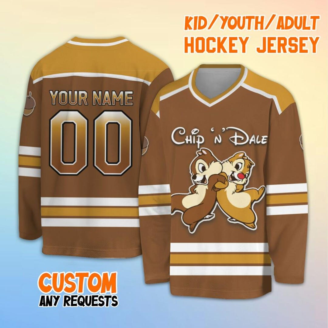 Custom Disney Chip and Dale Hockey Jersey, Personalized Disney Chip and ...