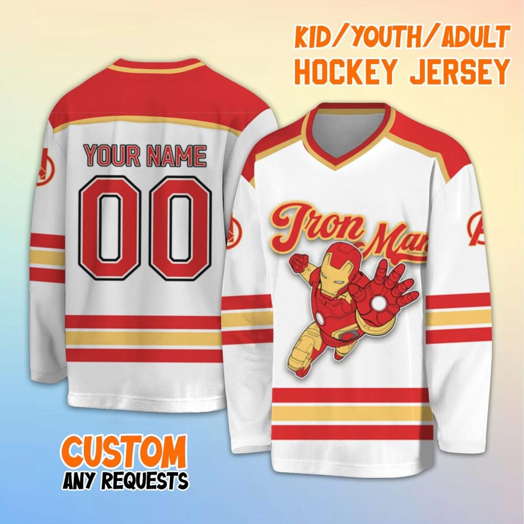 Personalized Iron Man Hockey Jersey, Iron Man Hockey Jersey, Superhero ...