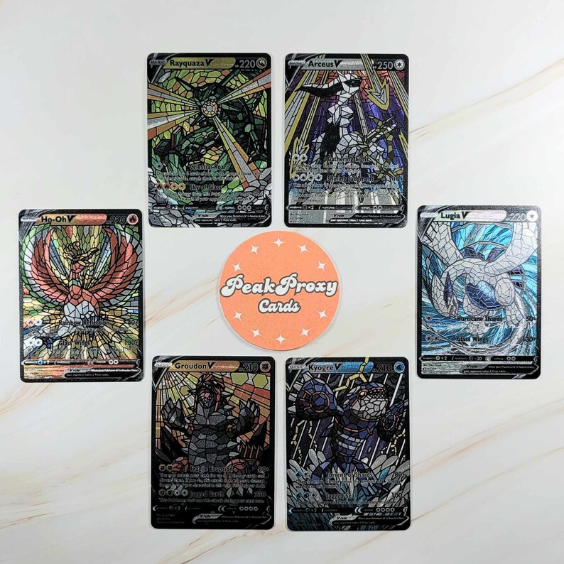 Rayquaza, Arceus, Lugia, Ho-oh, Kyogre Groudon V 6 Cards Bundle PROXY ...