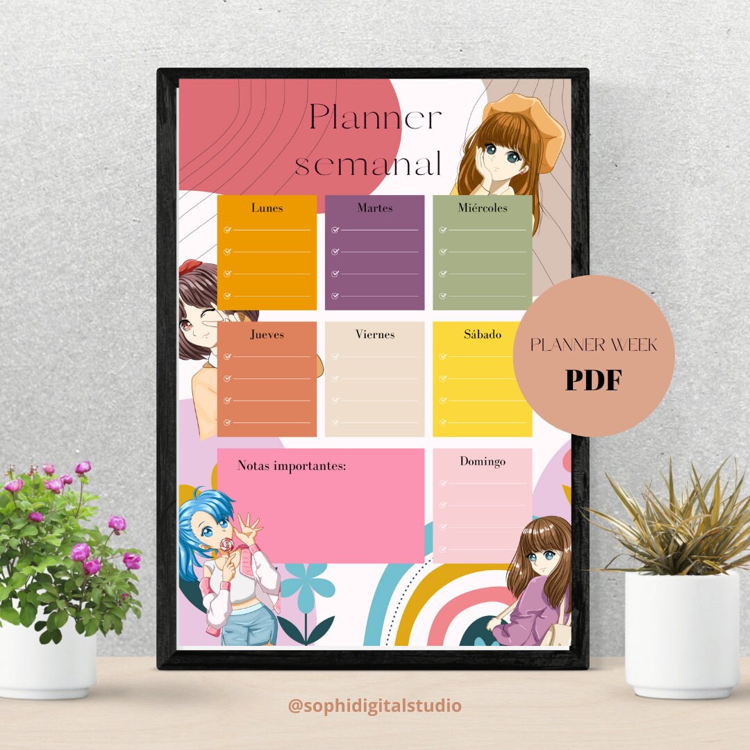 Weekly Planner Printable to Do List, Anime Weekly Schedule, Weekly ...