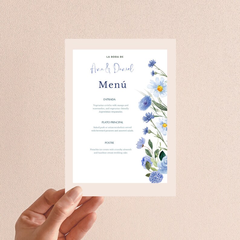 Wedding Menu Template, Dusky Pink Floral, Wedding Table Menu Card ...