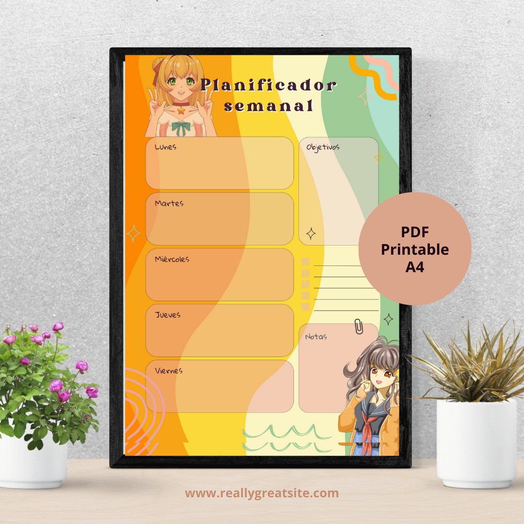 Weekly Planner Printable to Do List, Anime Weekly Schedule, Weekly ...