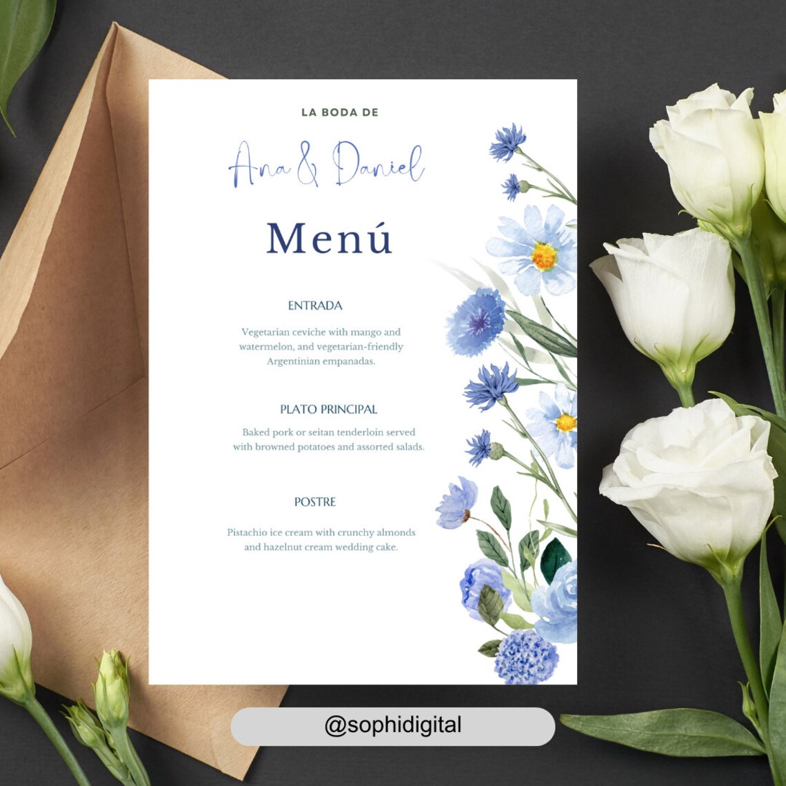 Wedding Menu Template, Dusky Pink Floral, Wedding Table Menu Card ...