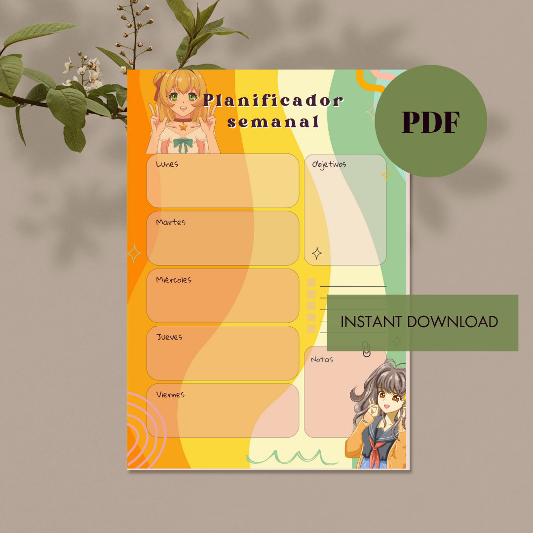 Anime Weekly Planner Printable, to Do List, A4 (PDF Pattern) - Etsy