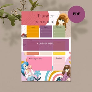 Weekly Planner Printable to Do List, Anime Weekly Schedule, Weekly ...