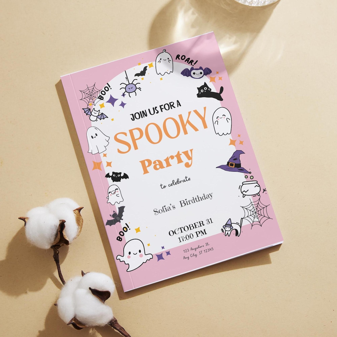 Editable Spooky Birthday Party Invitation, Halloween Theme (canva ...