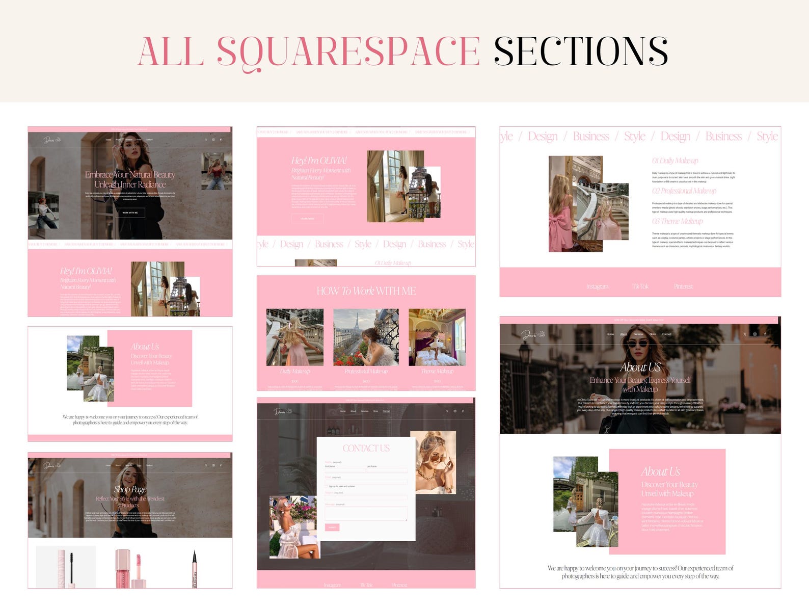 Squarespace Template, Squarespace Makeup Website Template, Squarespace Website Template, Makeup ...