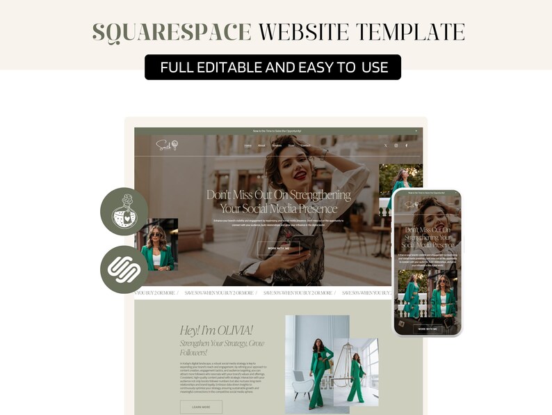 Squarespace Template, Social Media Manager Website Template ...