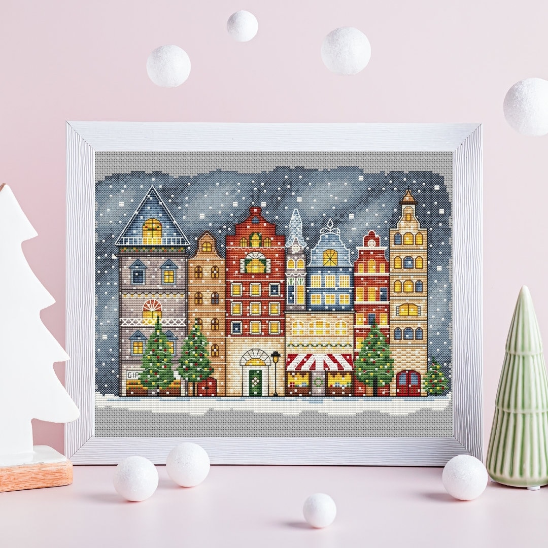 Christmas Town Cross Stitch Pattern, DMC Chart, PDF Instant Download ...
