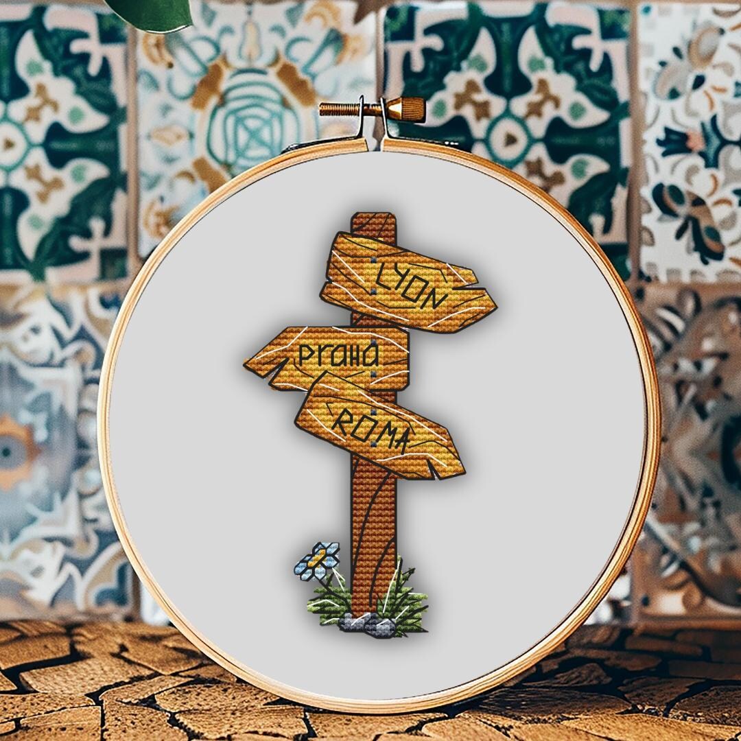 Rustic European City Route Cross Stitch Pattern: Travel Lover DIY (PDF ...