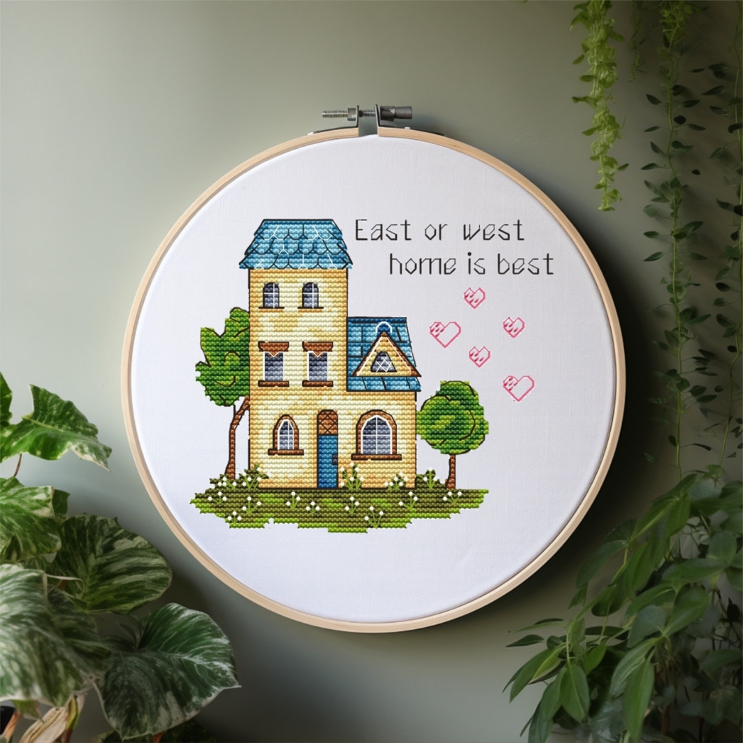Cozy House Cross Stitch Pattern, Summer Embroidery Tutorial, Easy Mini ...