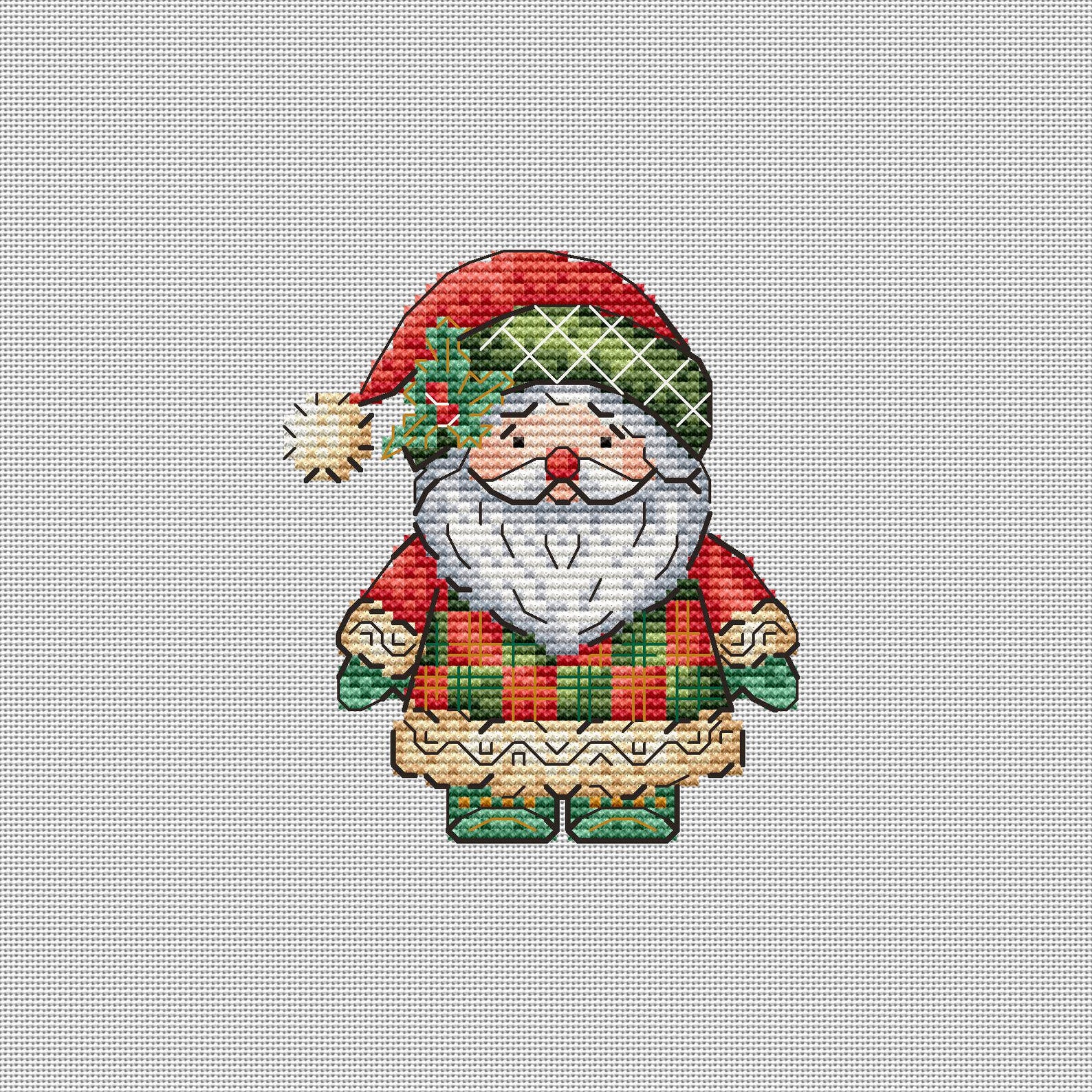 Santa Cross Stitch Pattern: Christmas Ornament DIY (PDF Digital ...