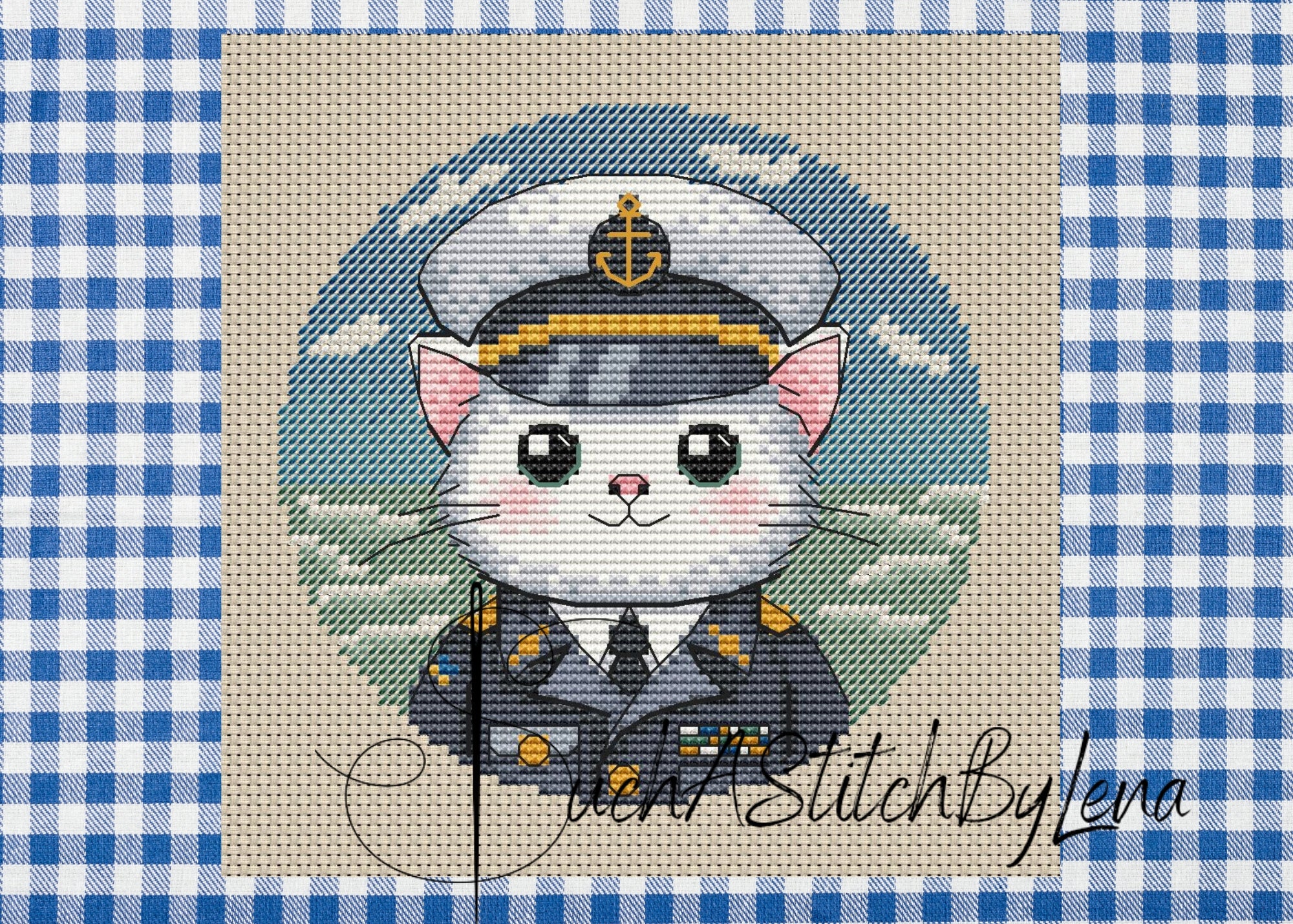 Captain Cat Cross Stitch Pattern, DMC Chart, Instant Download, Cross ...