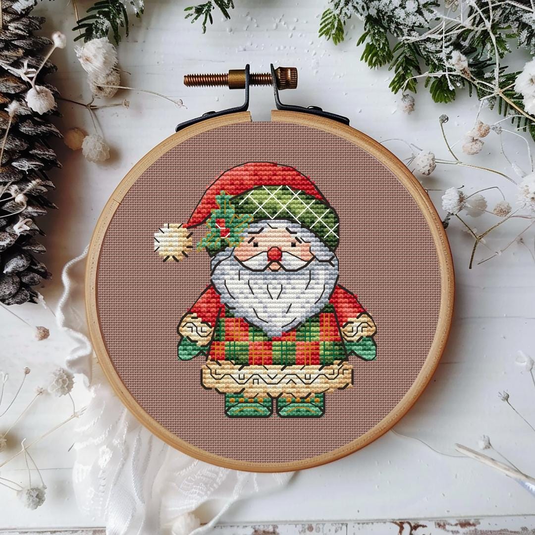 Santa Cross Stitch Pattern: Christmas Ornament DIY (PDF Digital ...