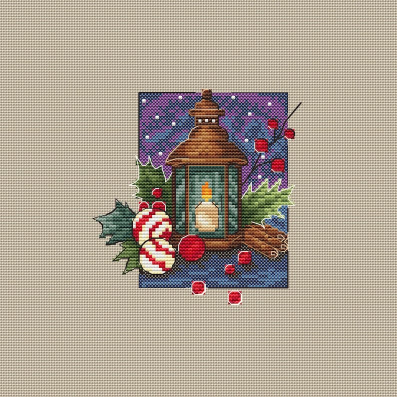 Christmas Lantern Cross Stitch Pattern: Holiday Embroidery (PDF ...