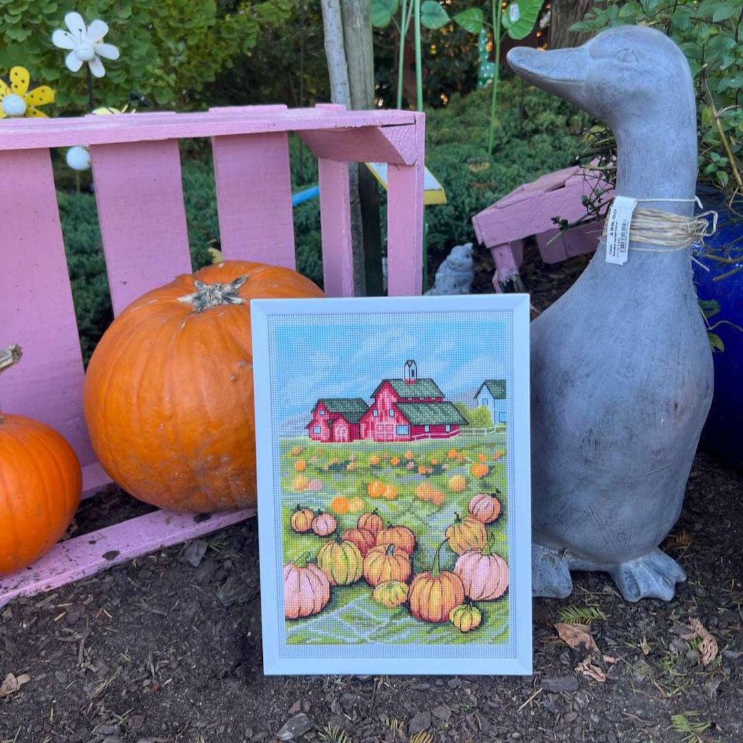 Pumpkin Farm Cross Stitch Pattern: Autumn Embroidery Design (PDF ...