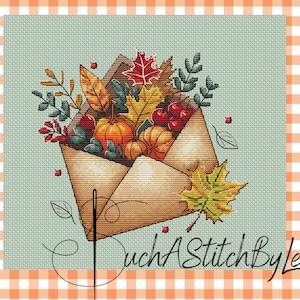 Autumn Letter Cross Stitch Pattern: Pumpkins and Leaves (PDF Download ...