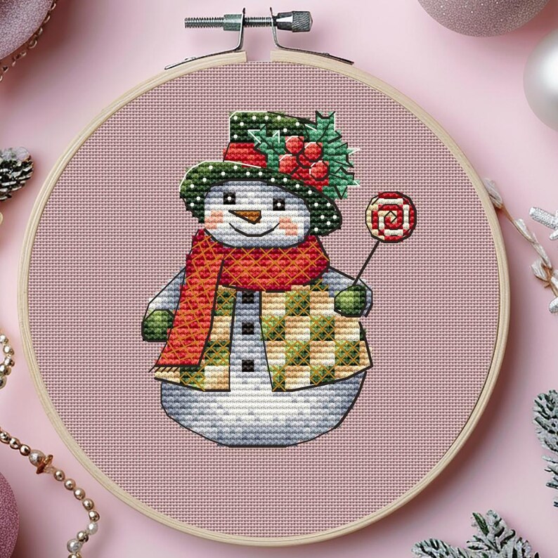 Snowman Cross Stitch Pattern: Christmas Ornament DIY (PDF Digital ...