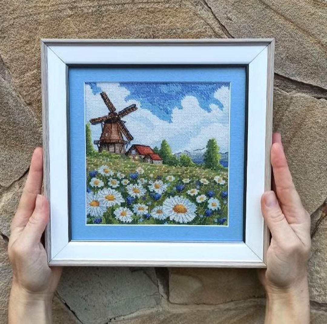 Cross Stitch Pattern Windmill Spring Netherlands, Needlepoint Chart ...
