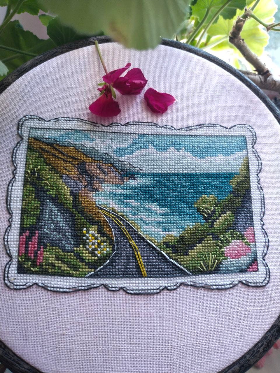 Seascape Cross Stitch Pattern: Summer Road, Ocean View (digital ...