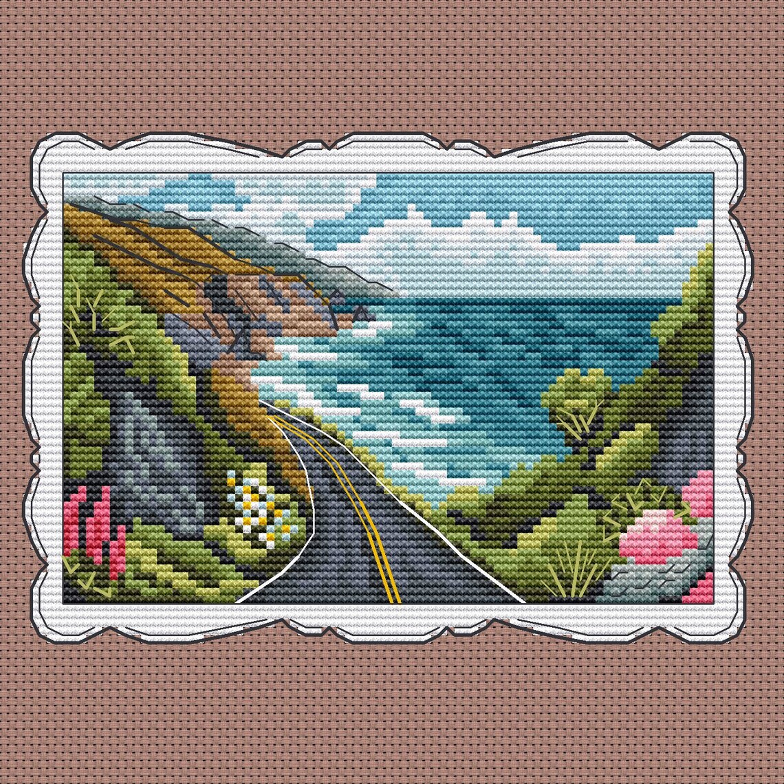 Summer Cross Stitch Pattern, Cross Stitch Flower, Seascape Cross Stitch ...