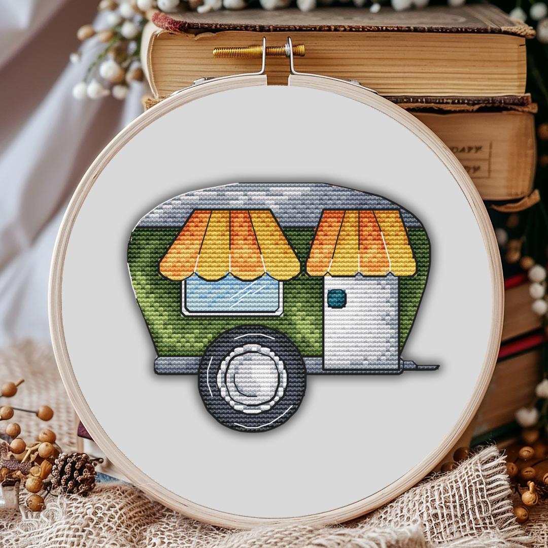 Happy Camper Cross Stitch Pattern: Vintage Travel Design (PDF Download ...