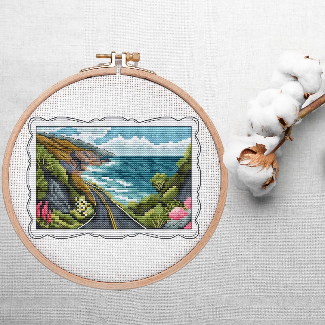 Summer Cross Stitch Pattern, Cross Stitch Flower, Seascape Cross Stitch ...