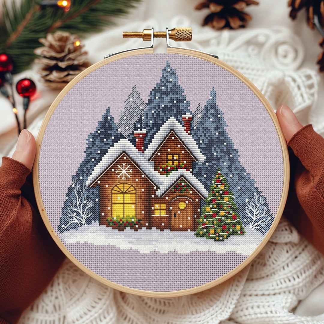 Winter House Cross Stitch Pattern, X-mas Cross Stitch, Christmas House ...