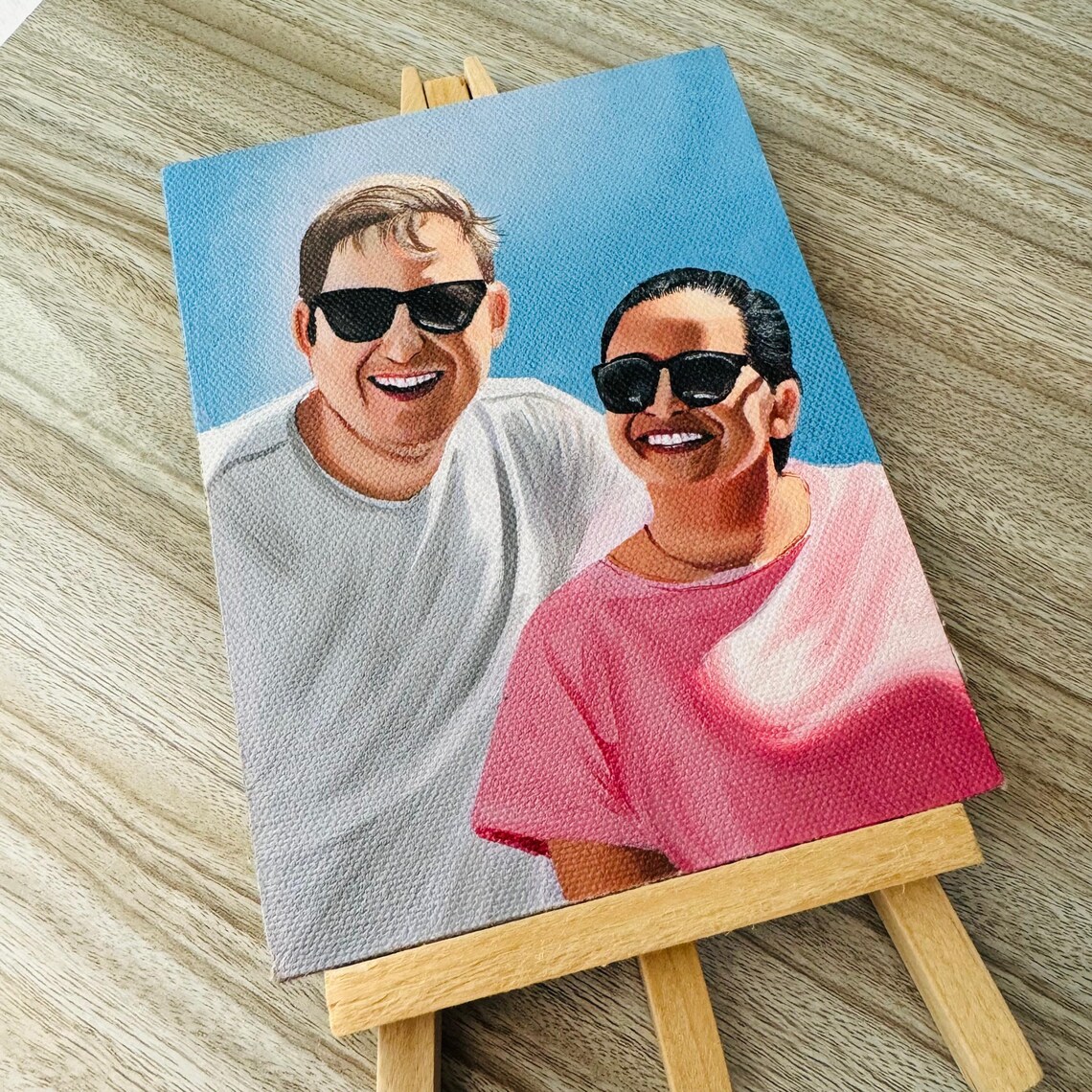 Hand-painted Mini Canvas Portraits of 2 Person, Customized/personalized ...