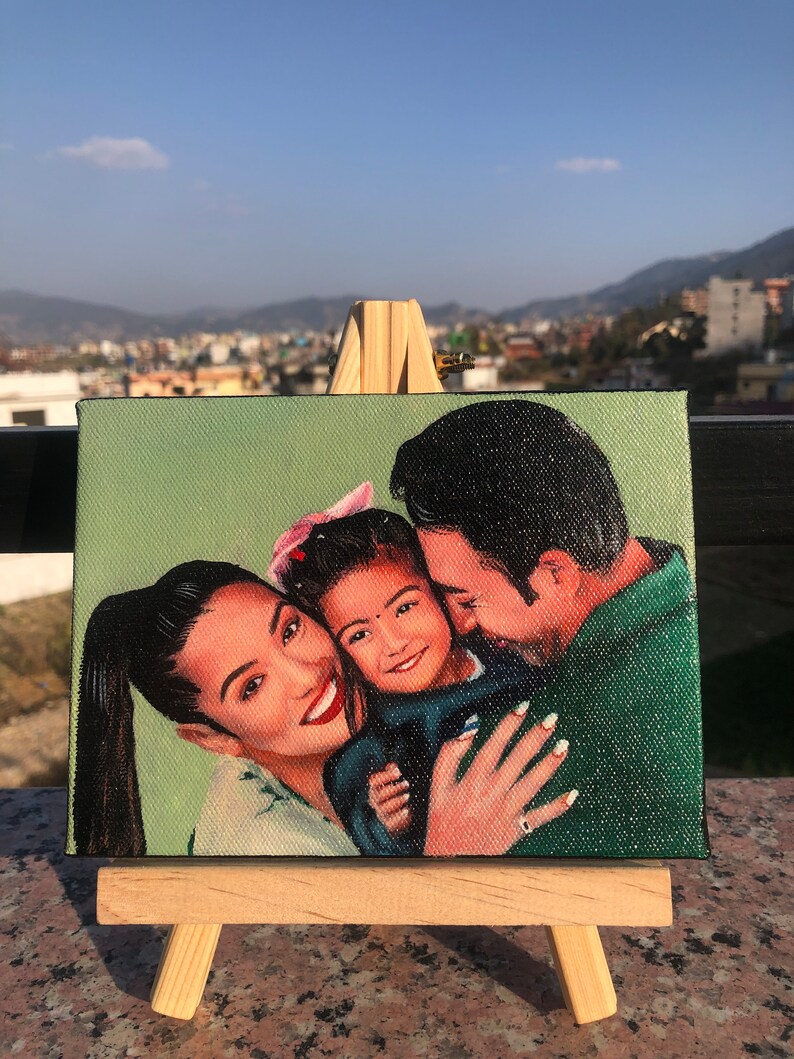 Handmade Portraits on Mini Canvas, Customized Portraits Art Painting ...