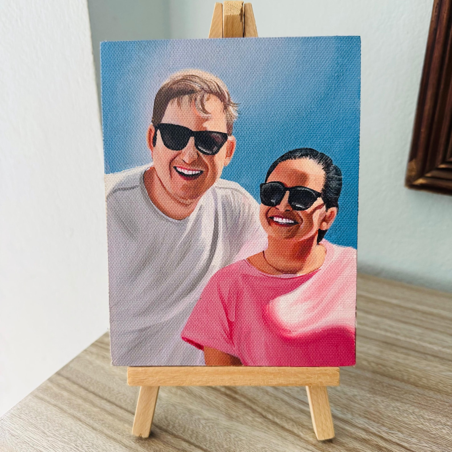 Hand-painted Mini Canvas Portraits of 2 Person, Customized/personalized ...
