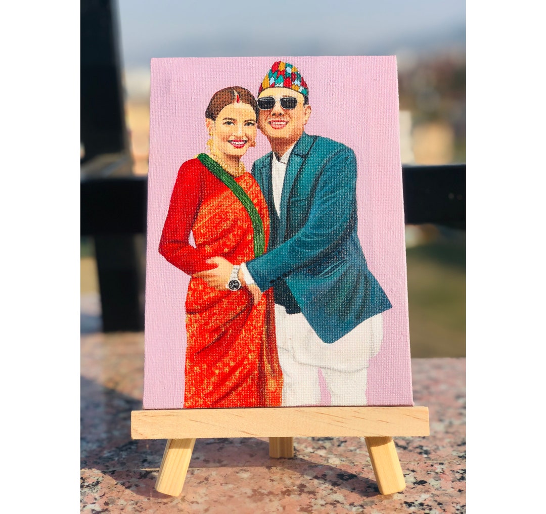Customized Handmade Portraits Artwork on Mini Canvas, Unique and ...