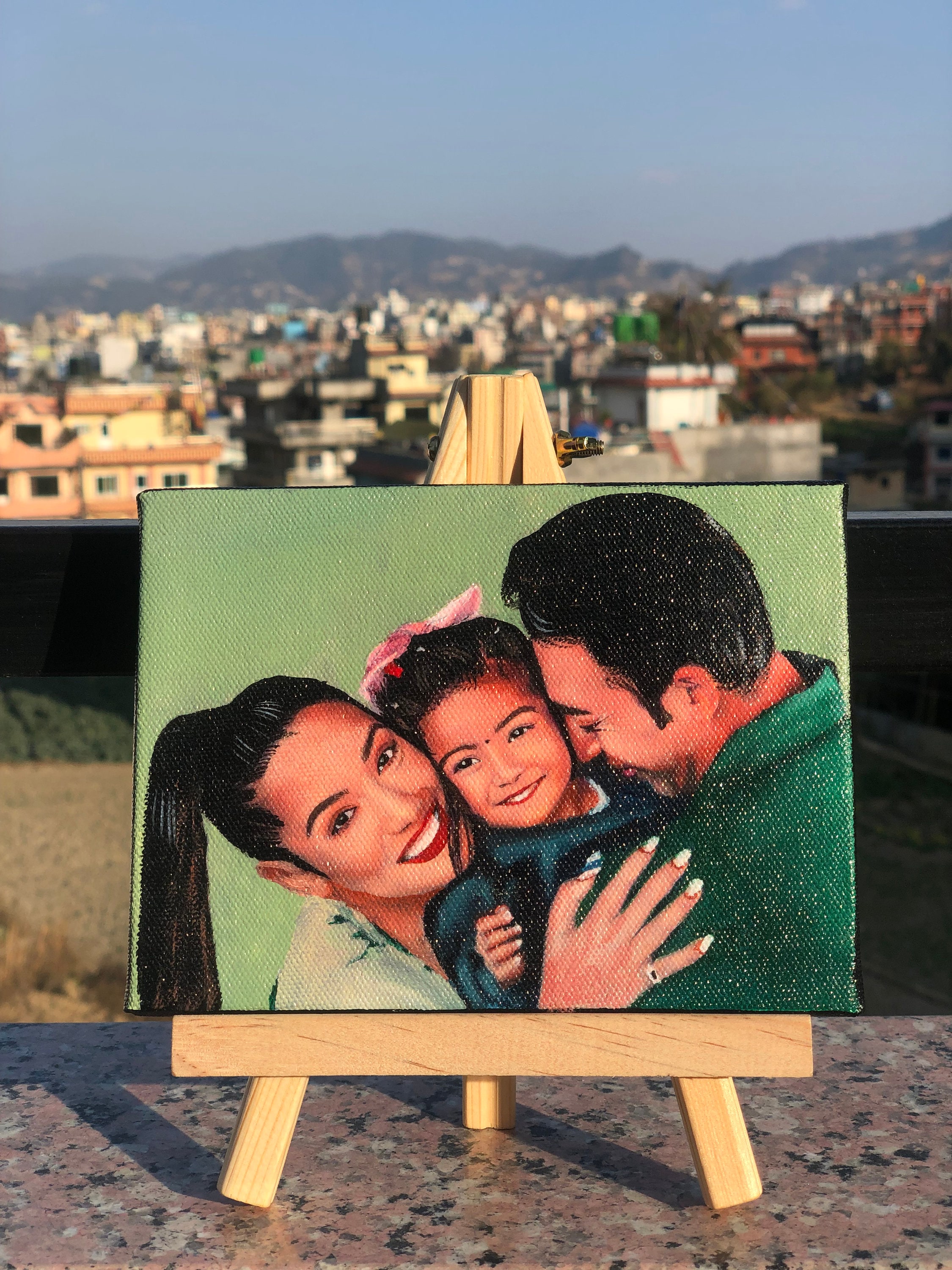 Handmade Portraits on Mini Canvas, Customized Portraits Art Painting ...