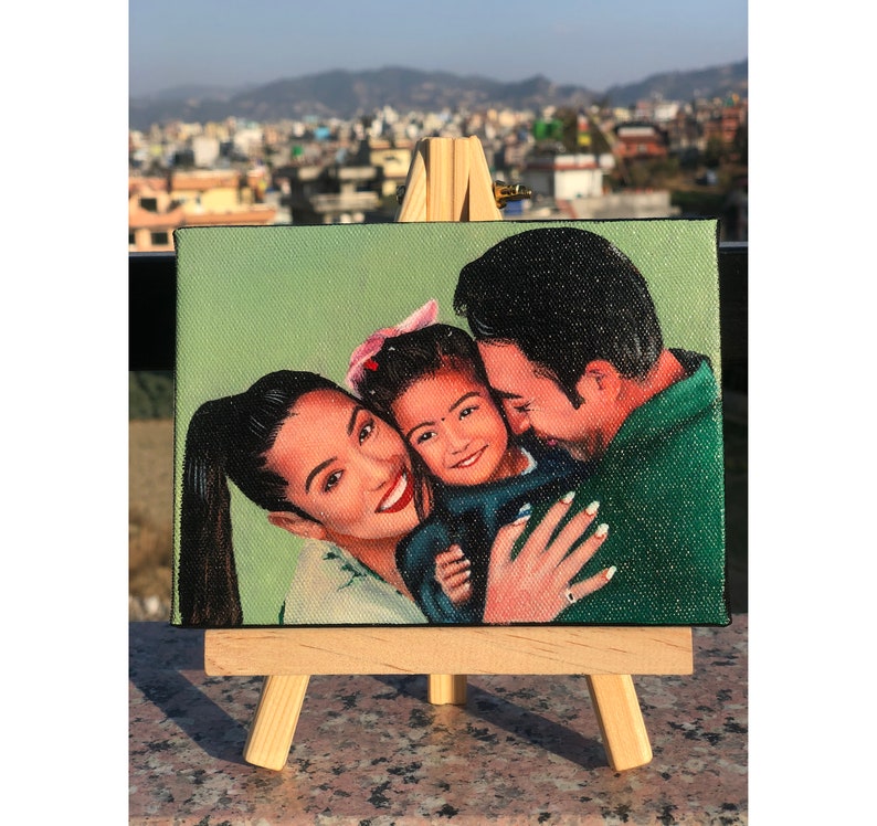 Handmade Portraits on Mini Canvas, Customized Portraits Art Painting ...