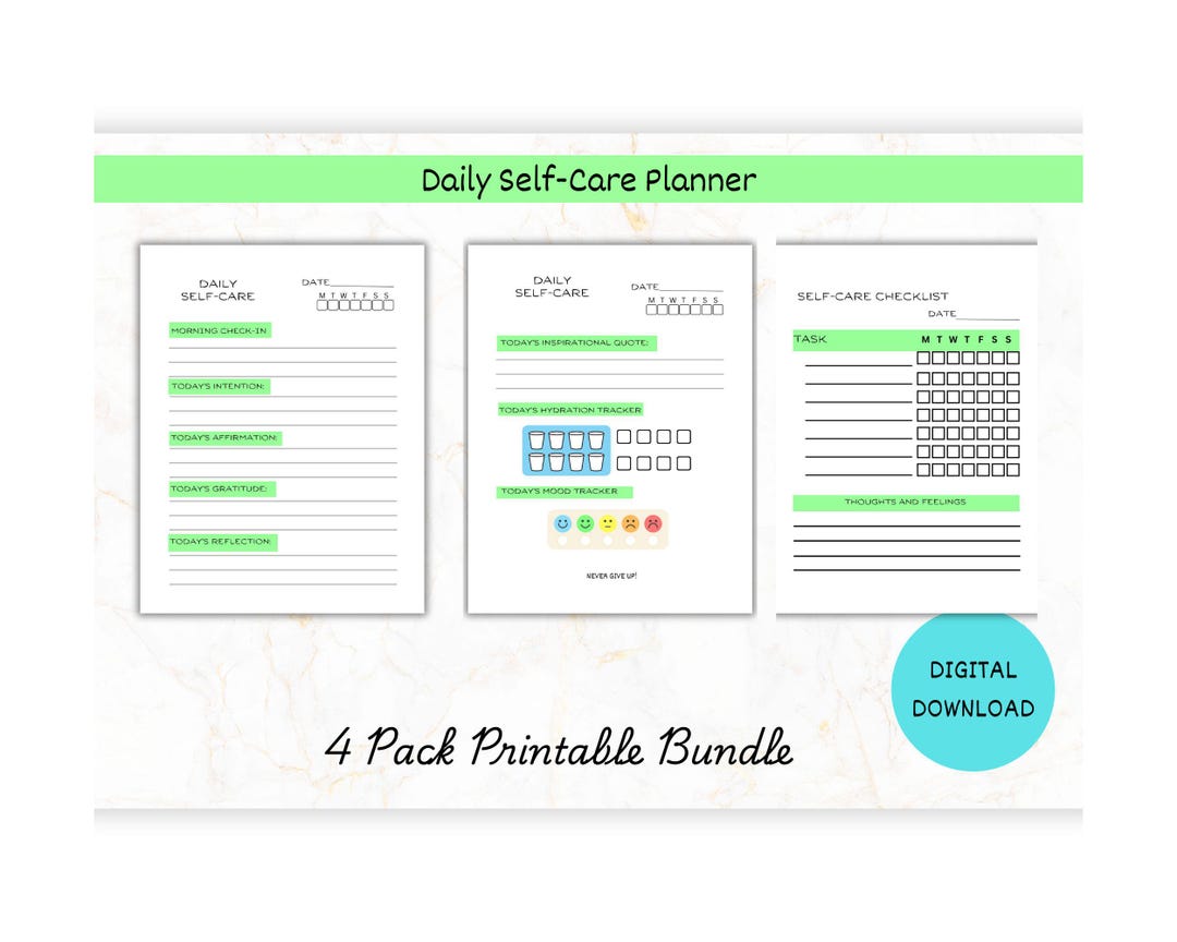 Self-care Tracker Printable, Self-care Checklist, Routine Planner ...