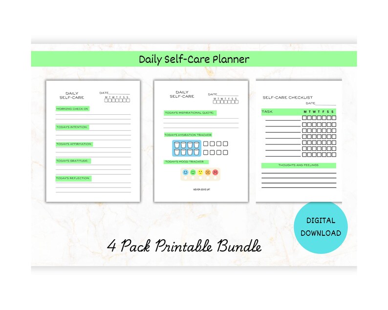 Self-care Tracker Printable, Self-care Checklist, Routine Planner ...