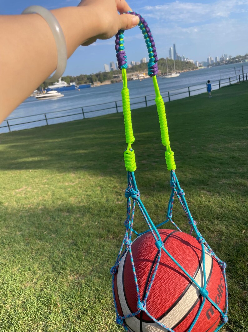 Paracord Ball Carrier Net Bag | Basketball Soccer Volleyball Holder ...