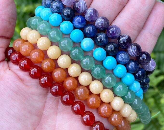 7 Chakra Bead Set, 8mm Round Crystal Beads, Chakra Crystal Set, Healing ...