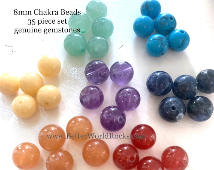 7 Chakra Bead Set, 8mm Round Crystal Beads, Chakra Crystal Set, Healing ...