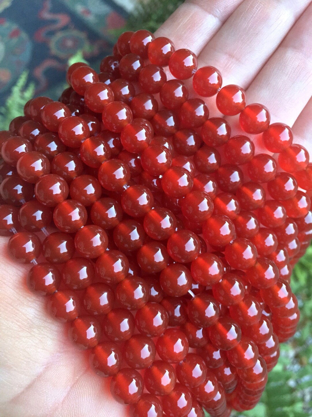 8mm Red Agate Beads, Mala Beads, Root Chakra Beads, Round Red Beads ...