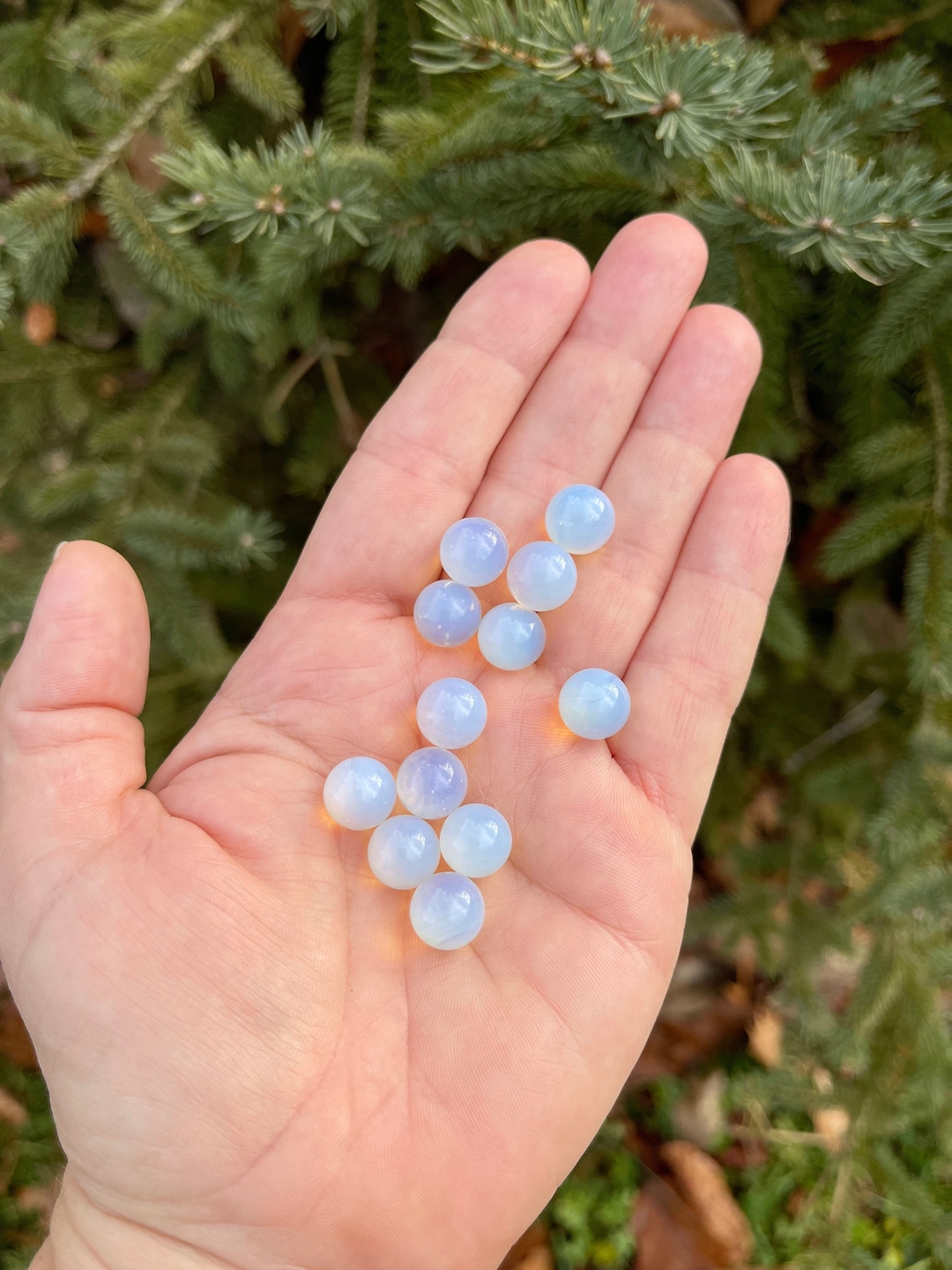 3 Pc. 10mm Round Opalite Sphere, Glass Marbles, Sea Opal Marble ...
