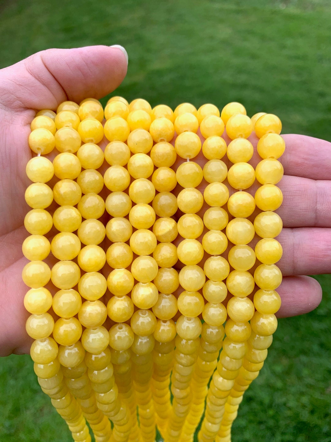 8mm Yellow Jade Beads: Opaque Round Mala Beads, Solar Plexus Chakra - Etsy