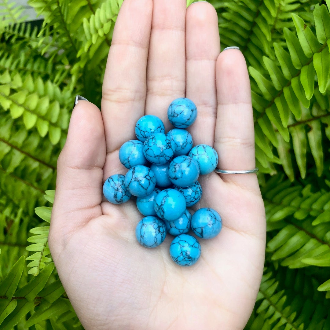1pc 12mm Blue Howlite, Turquoise-colored Sphere, Undrilled Gemstone ...